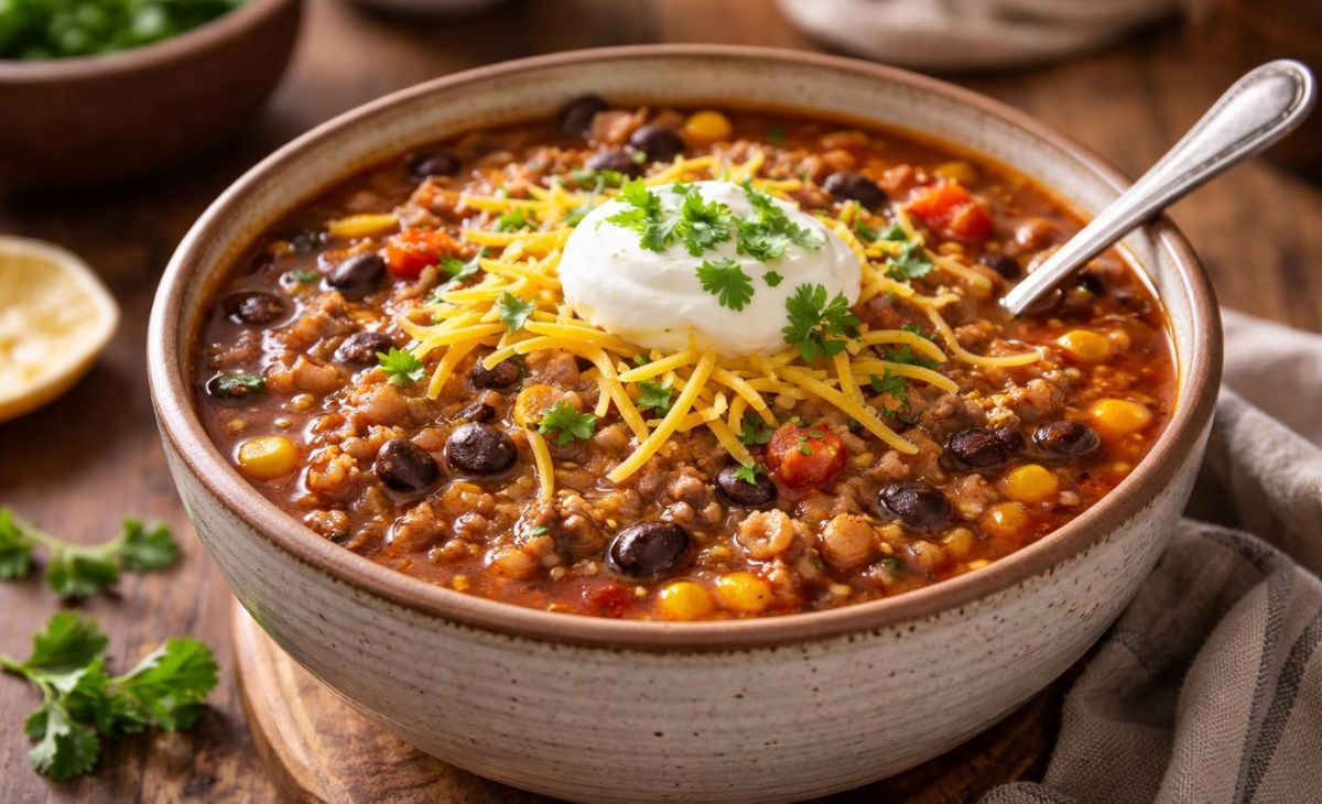 Crockpot Taco Rice Soup Recipe - Zoey Cooks